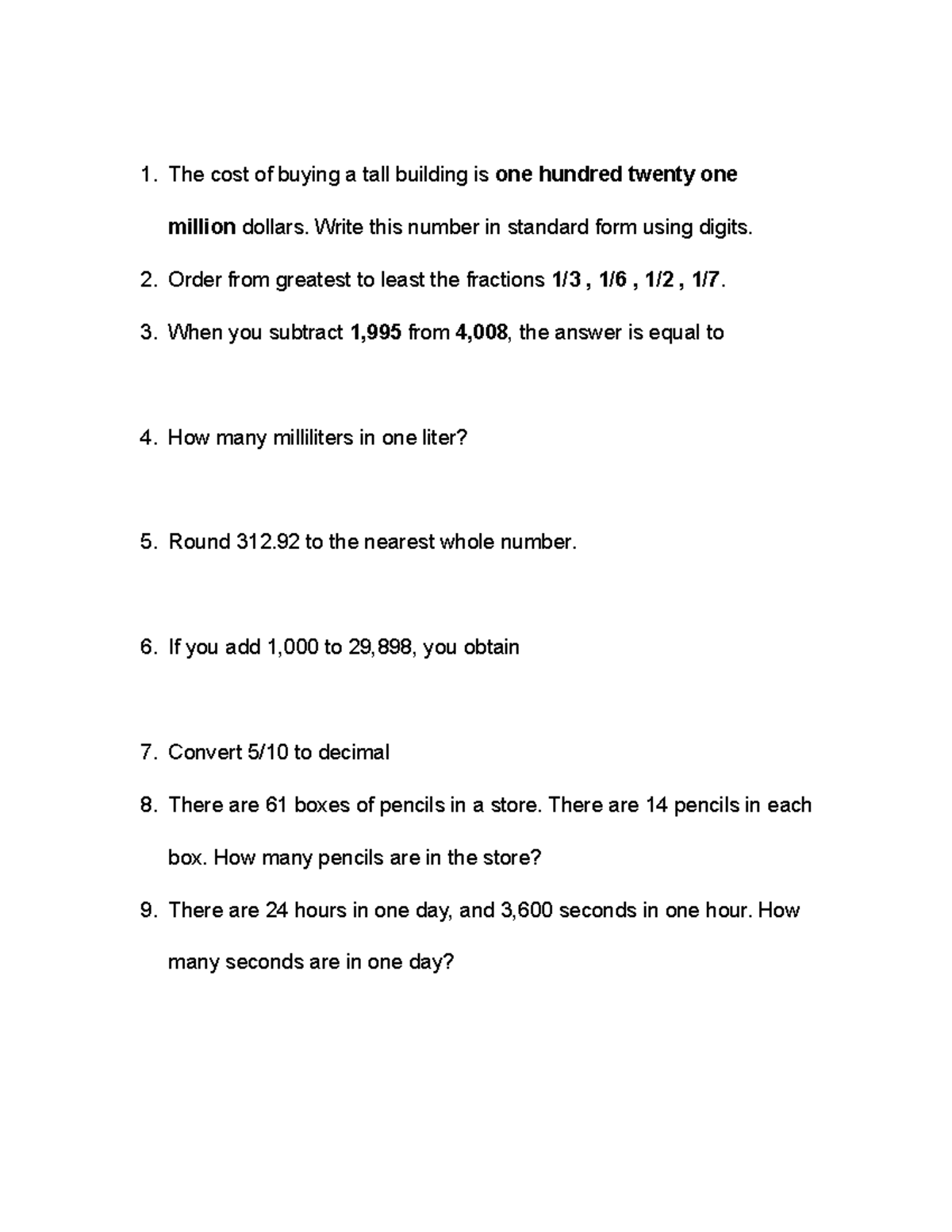 Math Grade 4 Quiz Questions and Answers Guide - Studocu