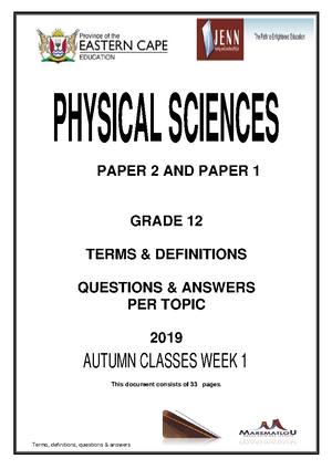 Gr10 Physical Sciences P1 & 2 Scope 2024 - PHYSICAL SCIENCES GRADE 10 ...