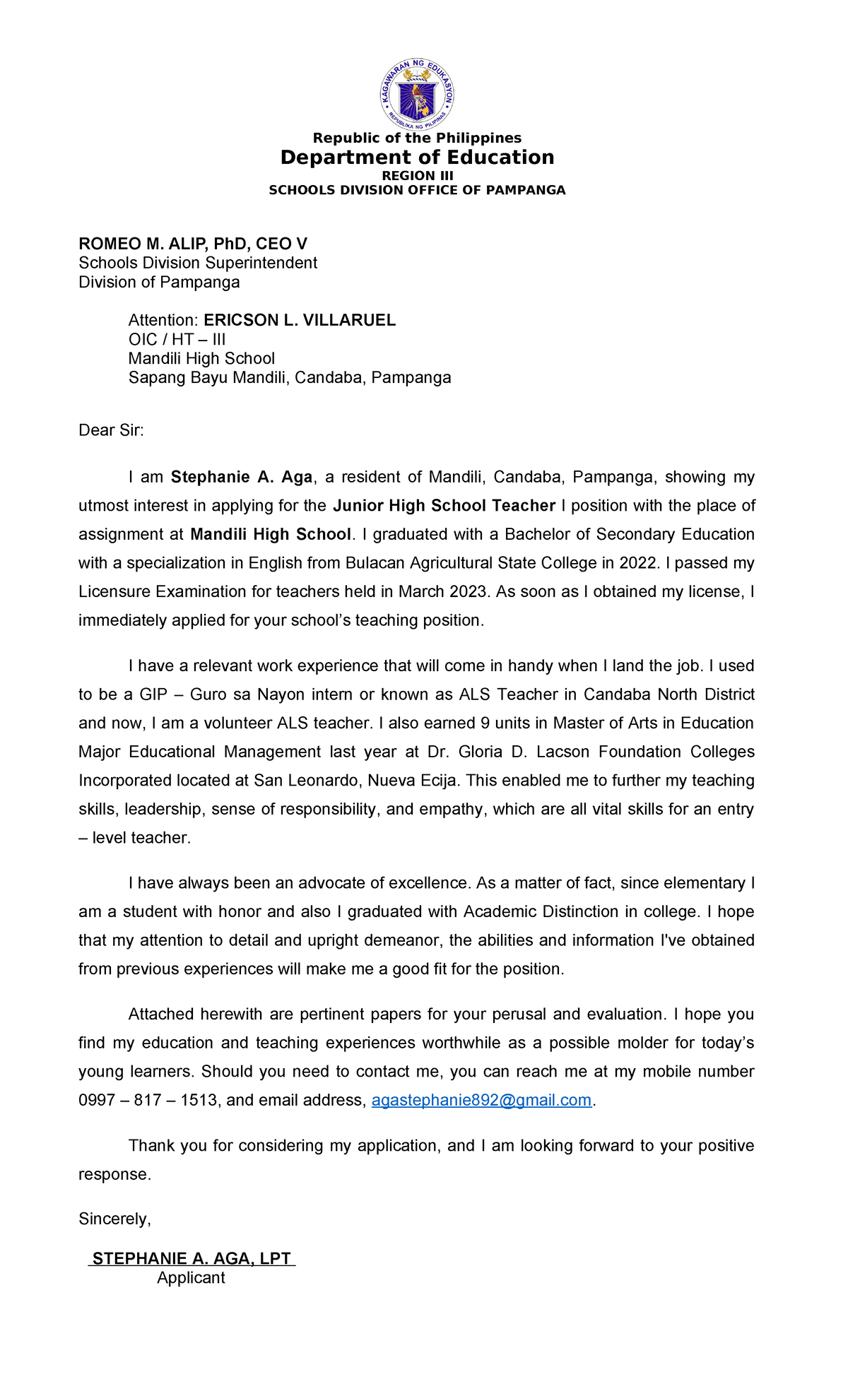 Letter OF Intent (V1) - To help you with your ranking - Republic of the ...