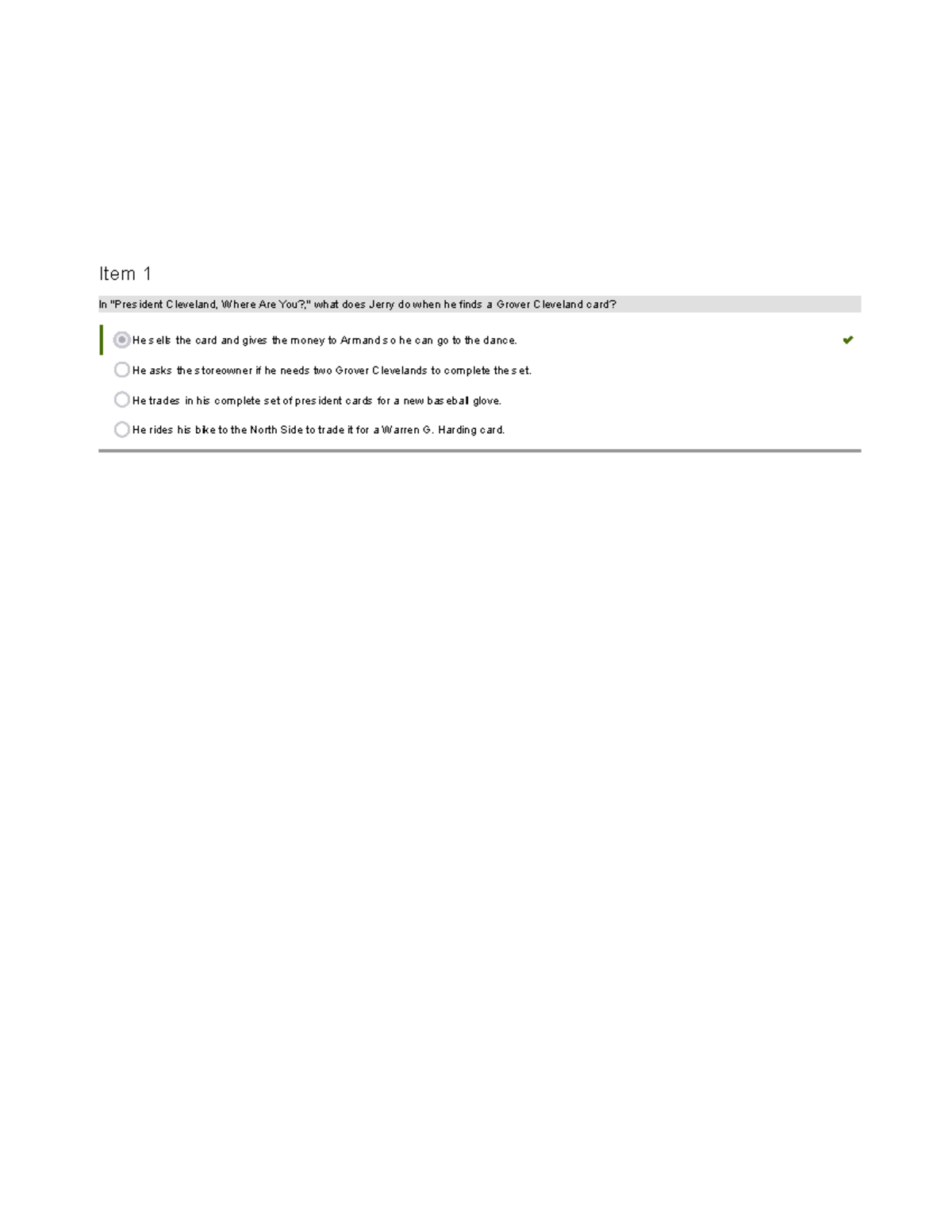 ELA 2 - 1.02 - Quiz # 3 - What's Important 1 - In "President Cleveland ...