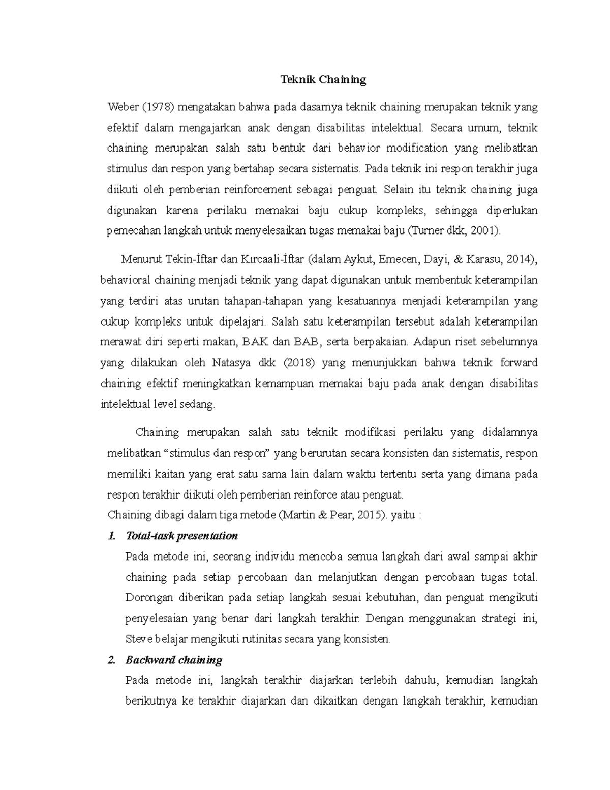 Chaining Teknik: Menggali Strategi Behavior Modification pada Anak ...