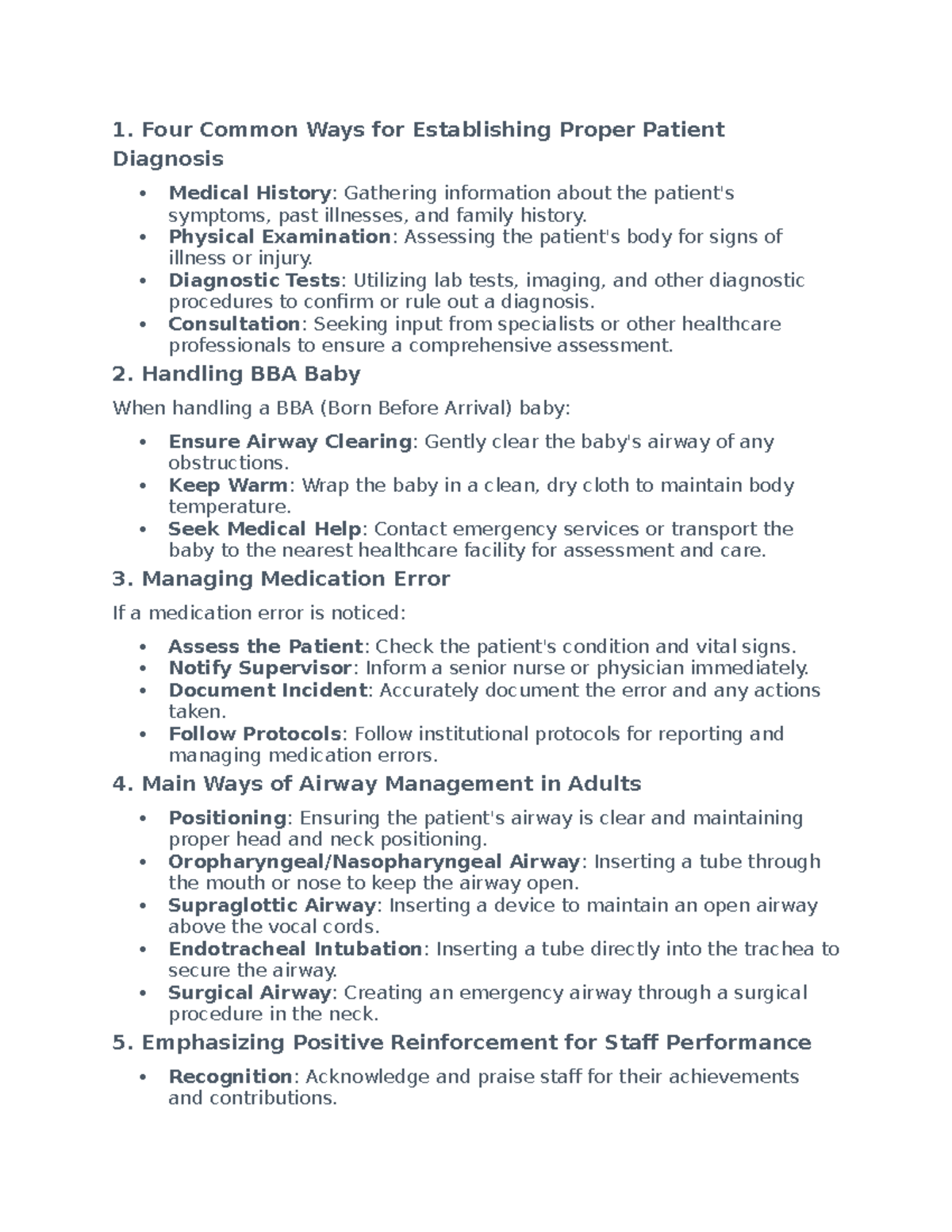 Patient Diagnosis & Care: Key Methods & Management Strategies - Studocu
