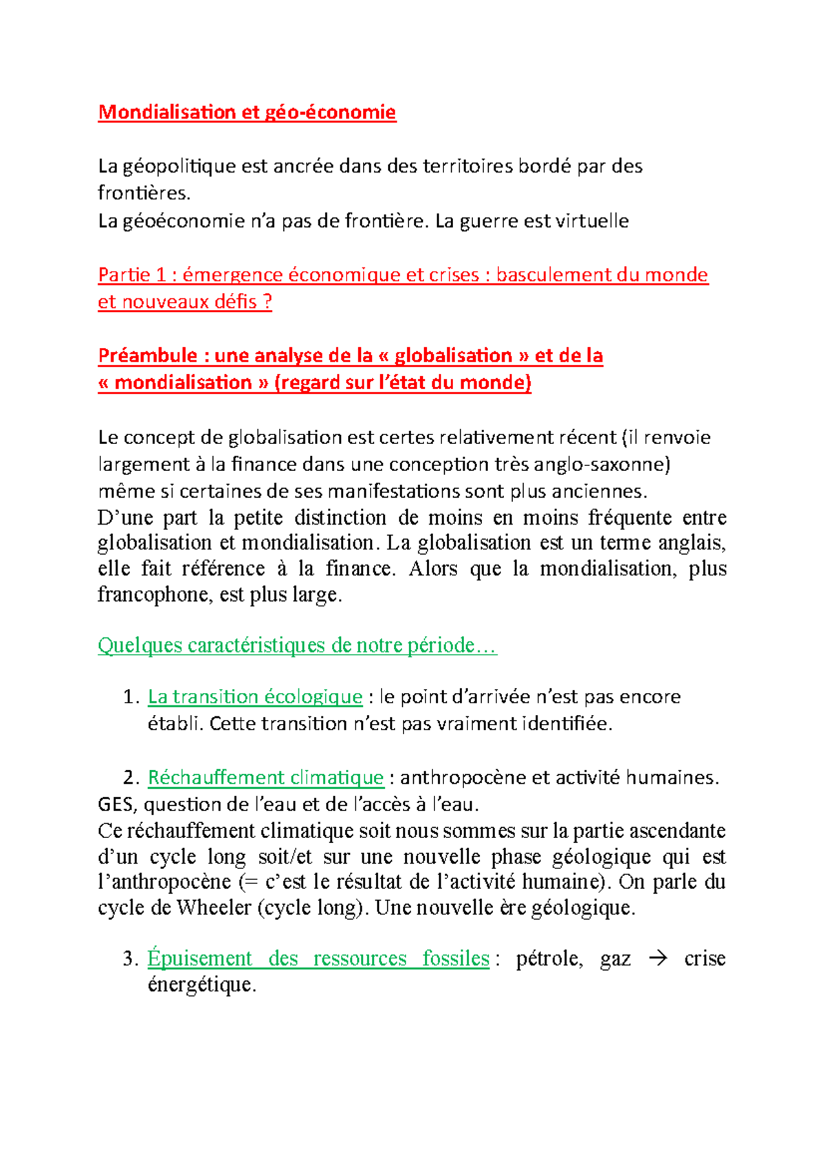 Mondialisation et géoéconomie - Mondialisa)on et géo-économie La ...