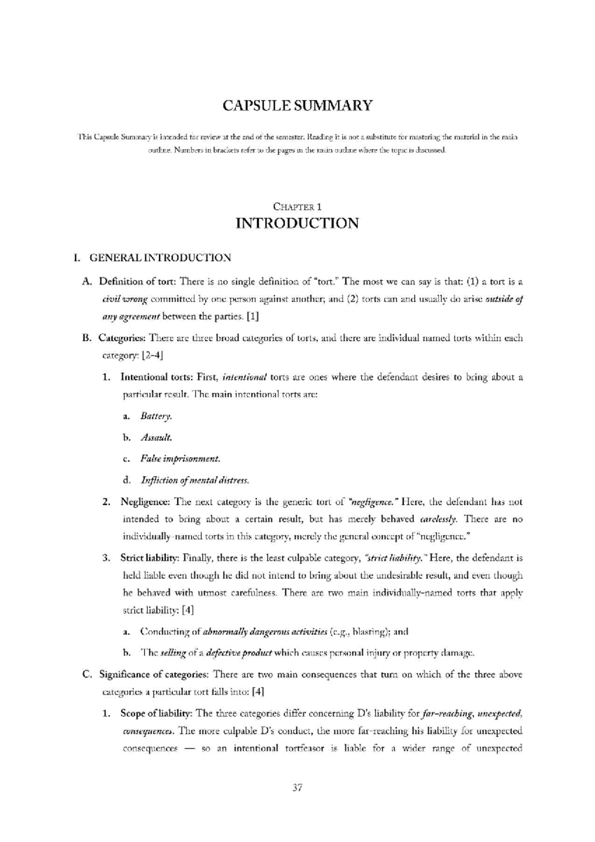 Torts Outline: Key Concepts and Case Analysis (Course Code: Torts 101) - Studocu