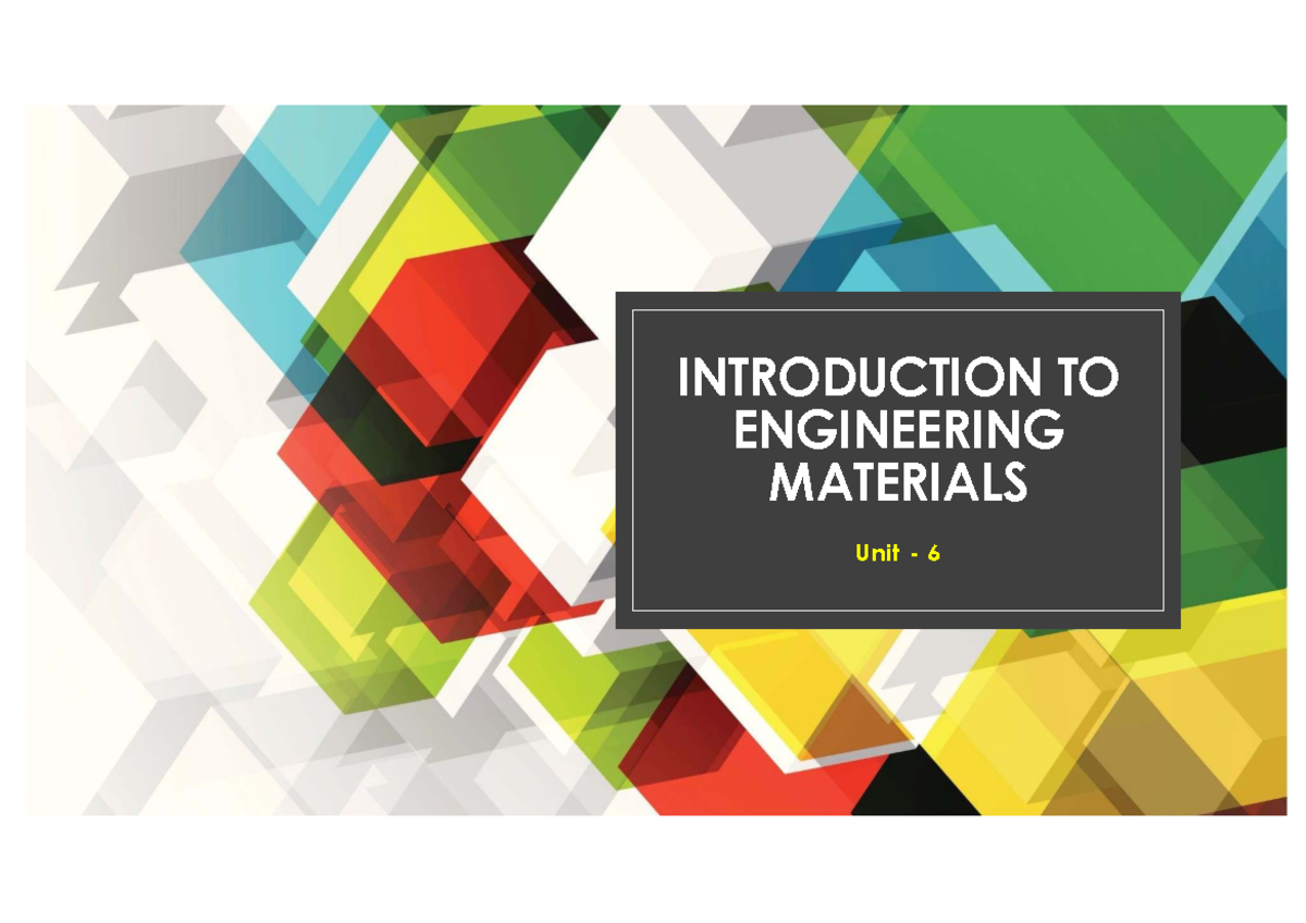 ENGR 101: Unit 6 - Dielectric and Magnetic Materials Overview - Studocu