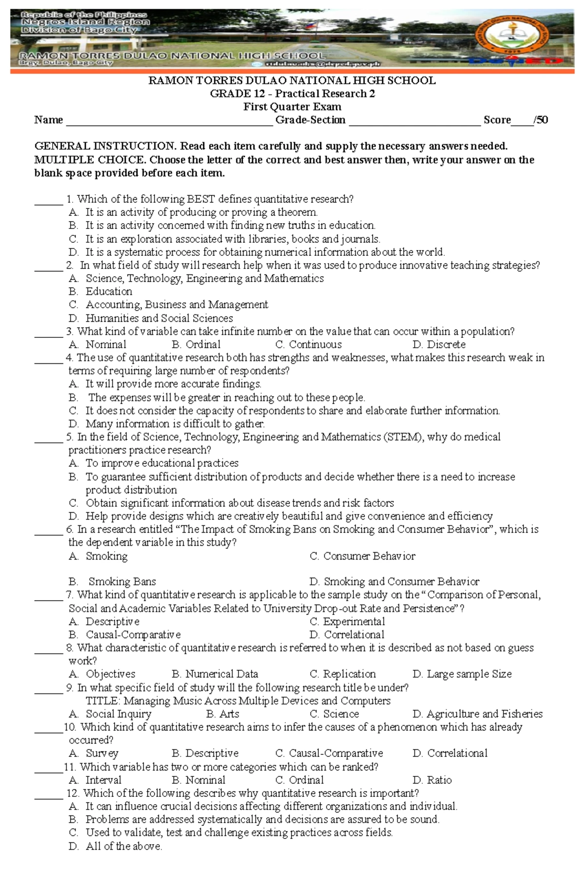 Practical Research 2 Reviewer - Practical research 2 1 st quarter a ...
