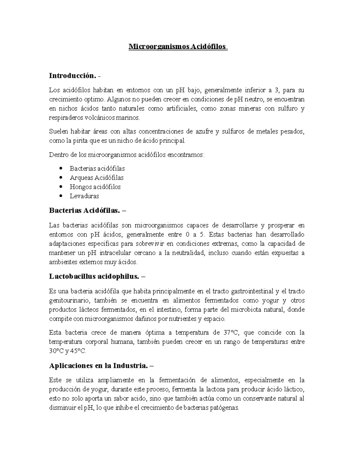 Microorganismos Acidófilos: Características y Aplicaciones en la ...
