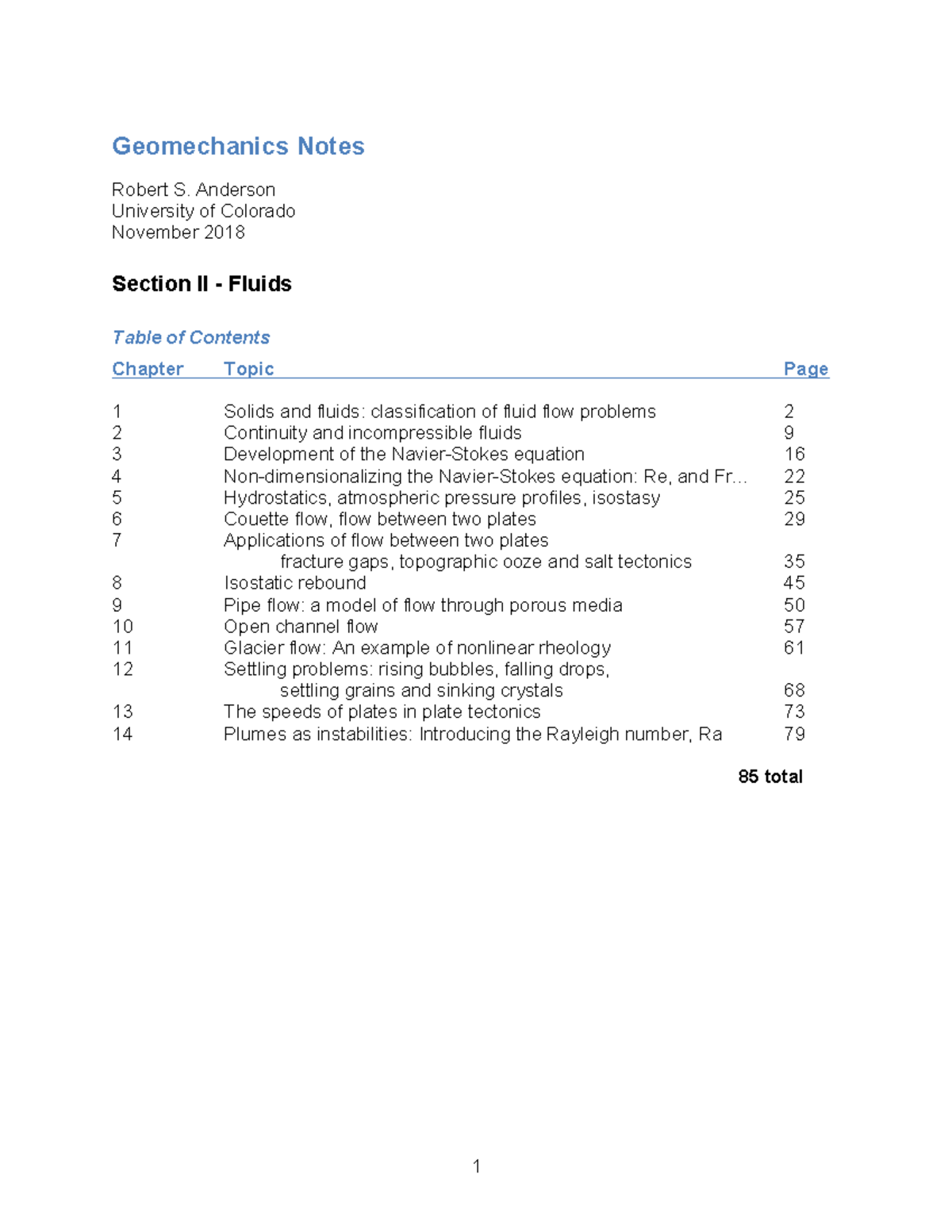 Geomechanics Notes II – Fluids - Geomechanics Notes Robert S. Anderson ...