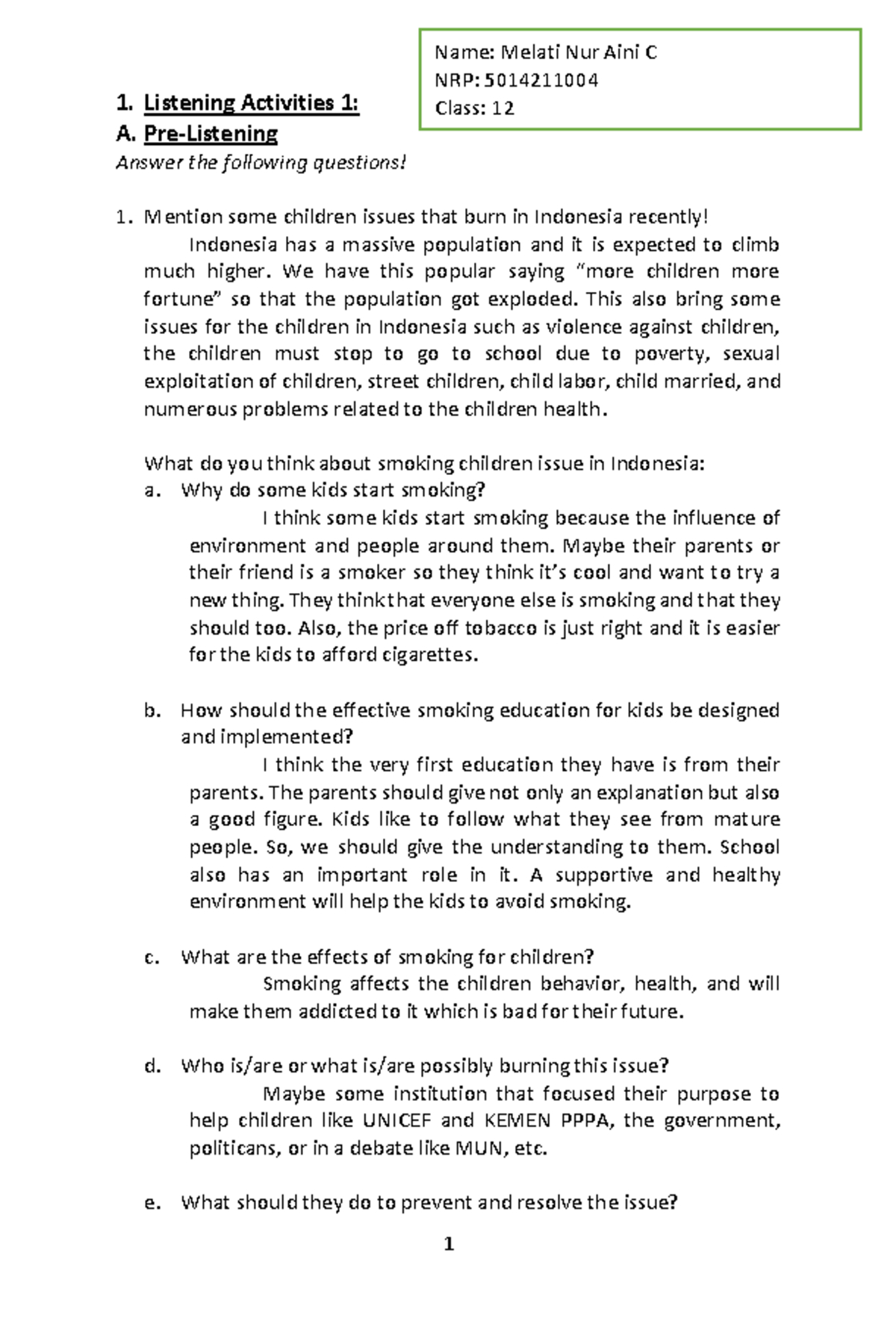 Listening Activity Notes for Language Study (ENG 101) - Studocu