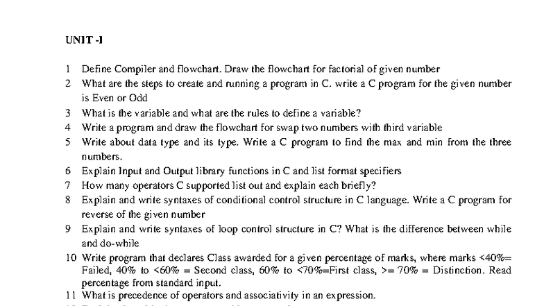 PPS 101 Question Bank - Midterm Exam on C Programming Concepts - Studocu
