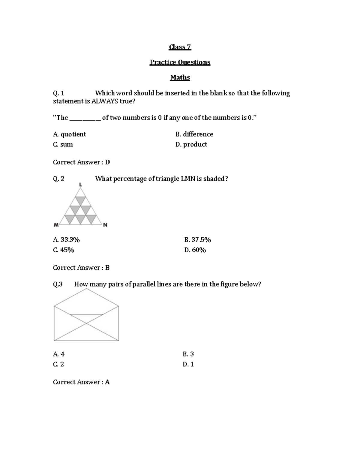 Class 7 Asset Practice Questions Set: Maths and Science Topics - Studocu