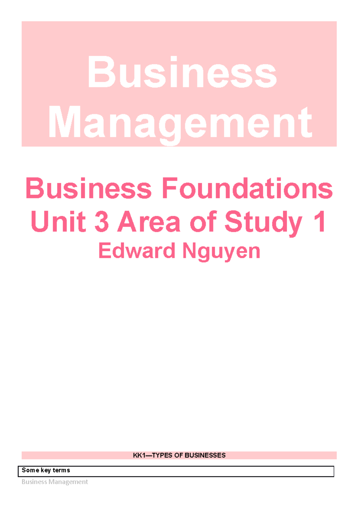 BM Unit 3 AOS 1 Summary - Business Management Business Foundations Unit ...