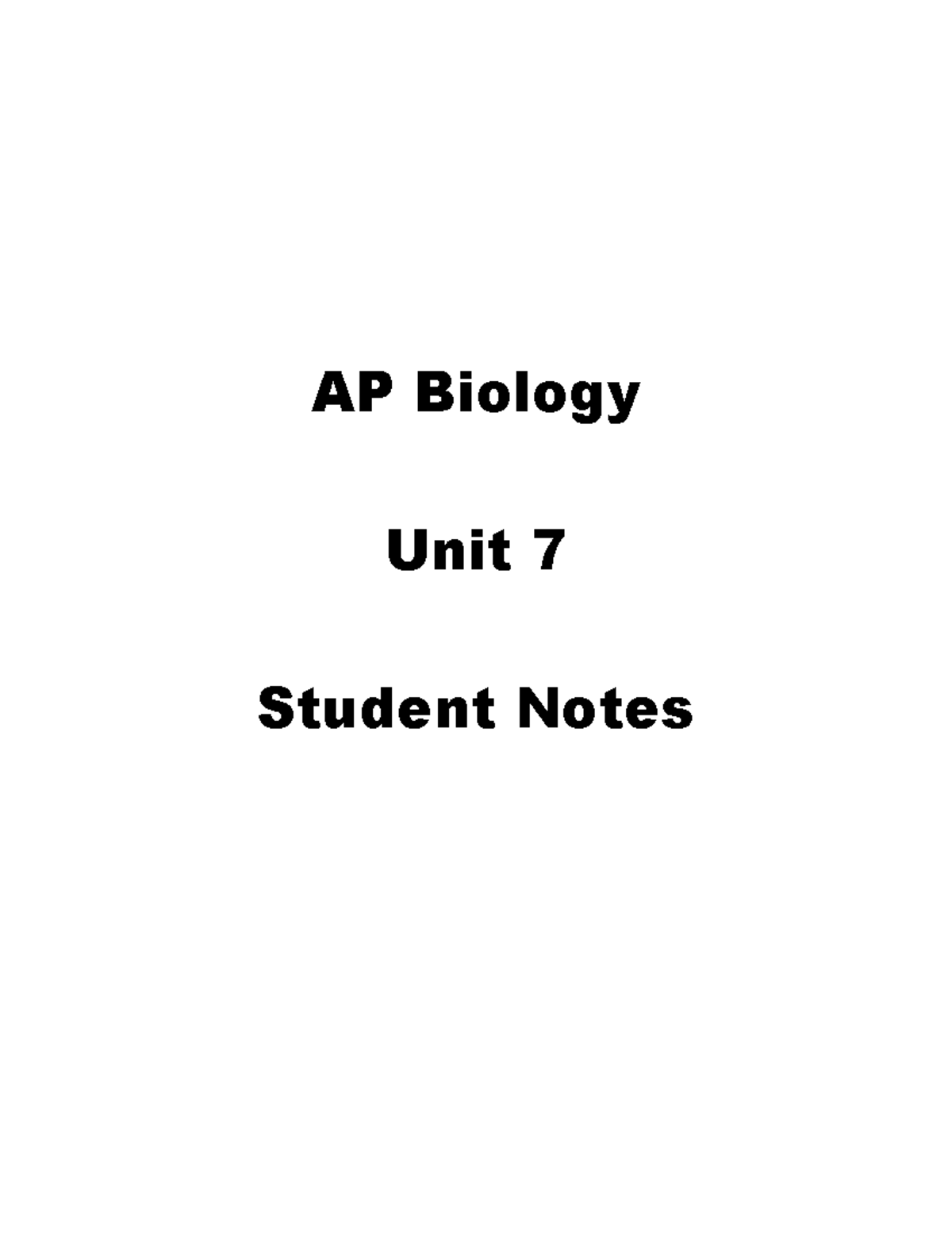Unit 7 Student Notes {SIS1924ED1547CD} AP bioo - AP Biology Unit 7 ...