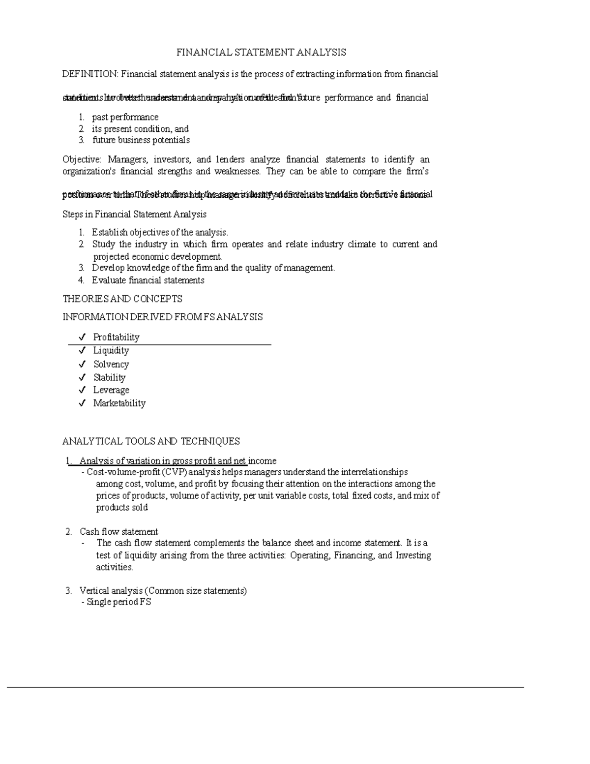 FIN 301: Financial Statement Analysis Overview and Techniques - Studocu