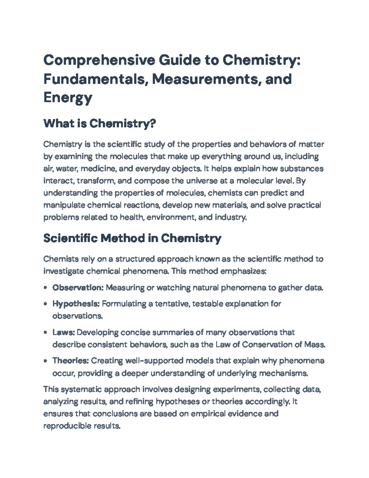 Comprehensive Chemistry Guide (CHEM 101): Fundamentals, SI Units, and ...