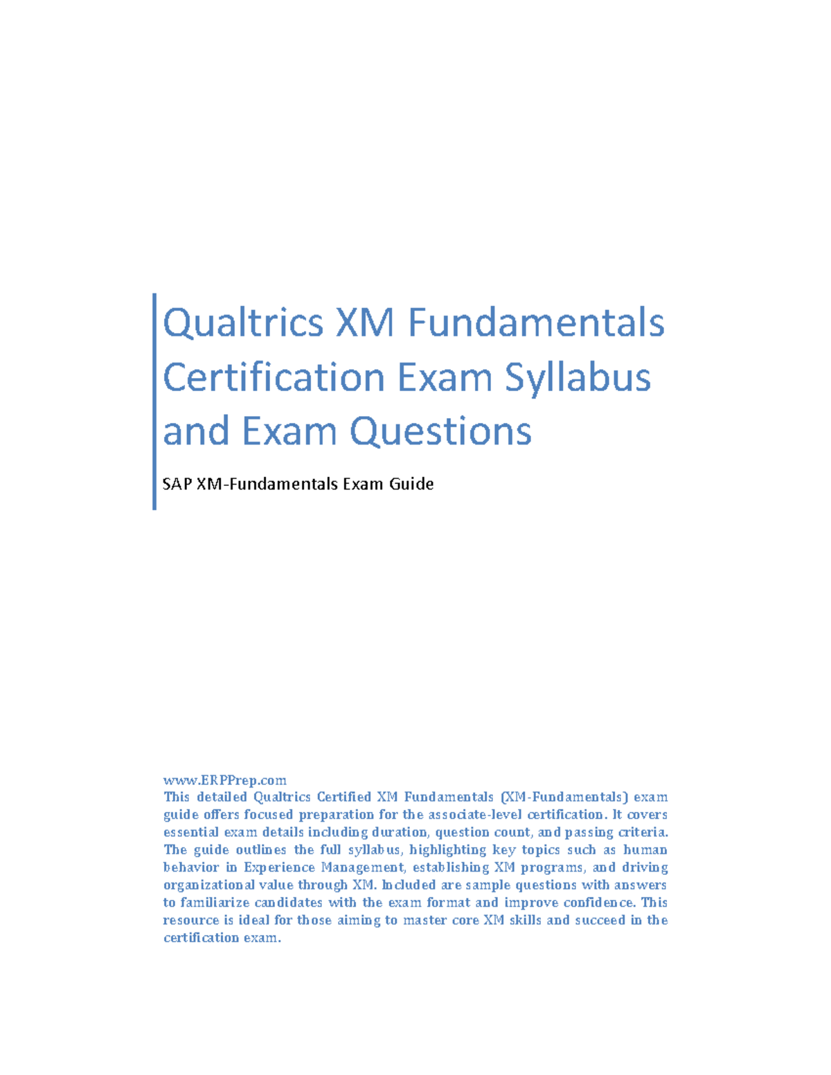 Qualtrics XM Fundamentals Certification Exam Guide & Sample Questions ...