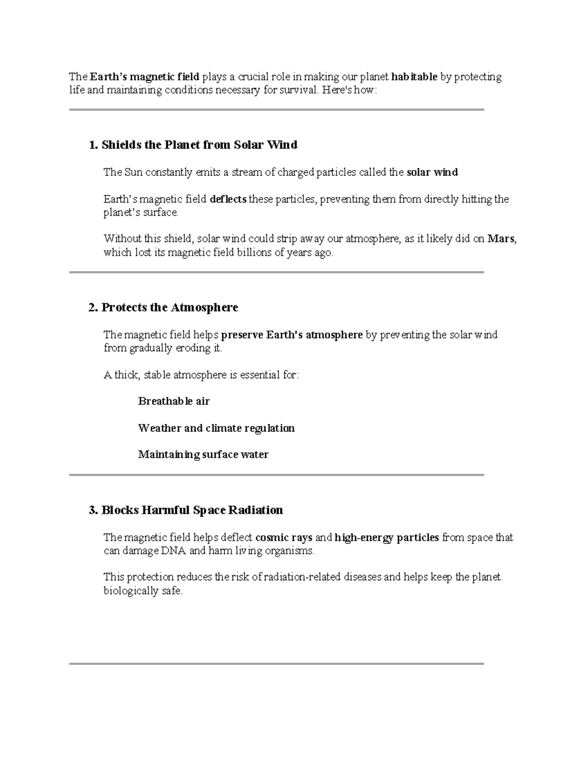 Earth and Life Science: The Vital Role of the Magnetic Field - Studocu