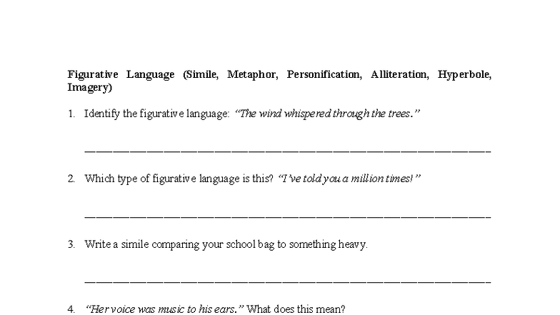 Figurative Language Study Guide (0710) - Studocu