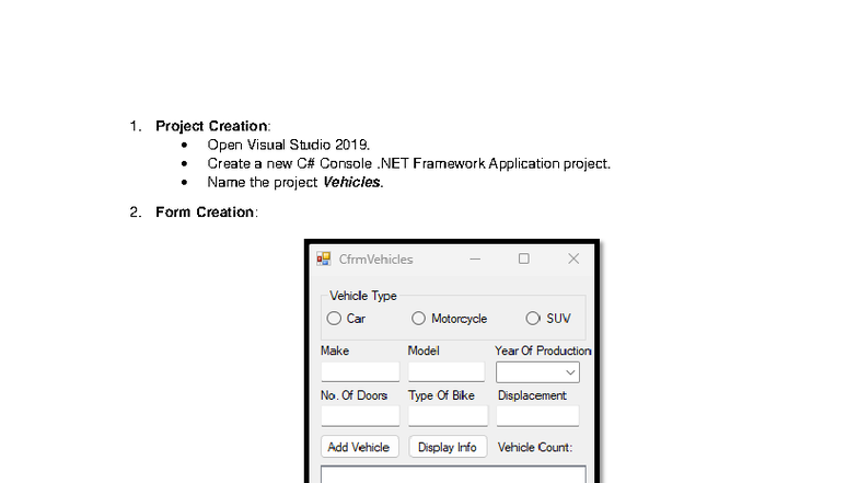 Advanced OO Example- Instructions - Project Creation: Open Visual ...