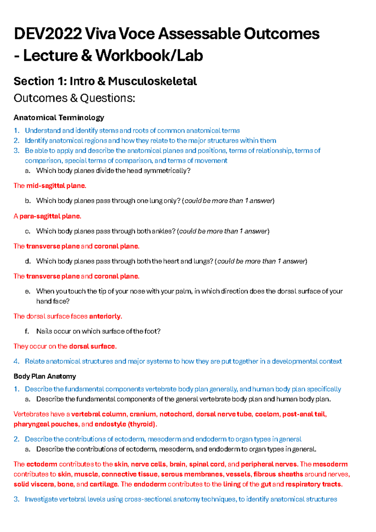 DEV2022 Viva Voce: Musculoskeletal & Nervous System Anatomy Overview ...
