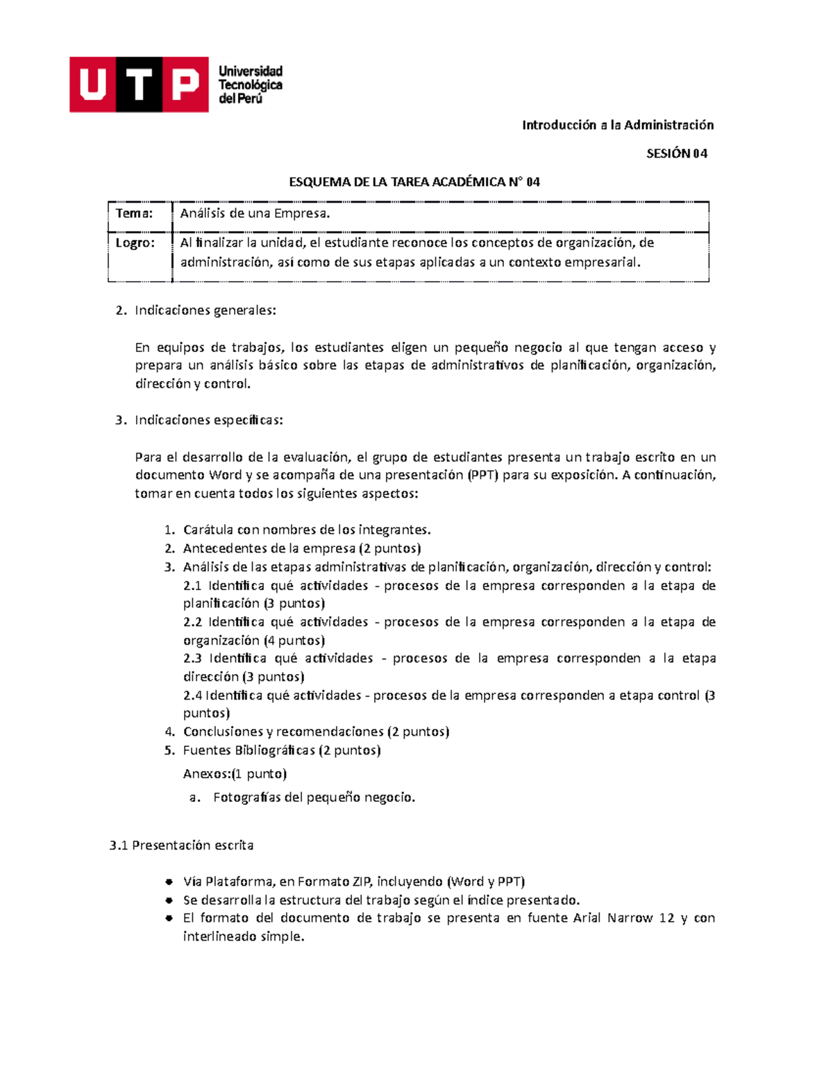 Esquema de Tarea Acad. 1 - Análisis de una Empresa en Adm. - Studocu