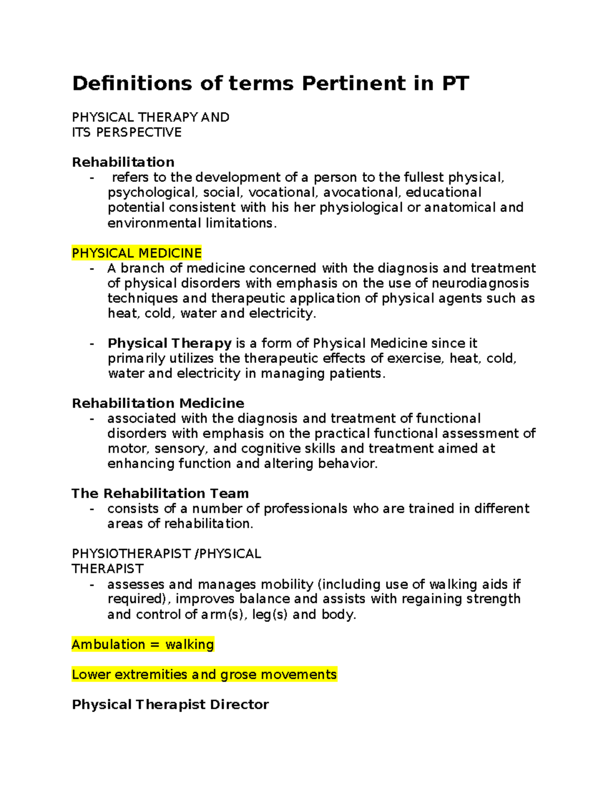 Definitions of terms Pertinent in PT - Definitions of terms Pertinent ...
