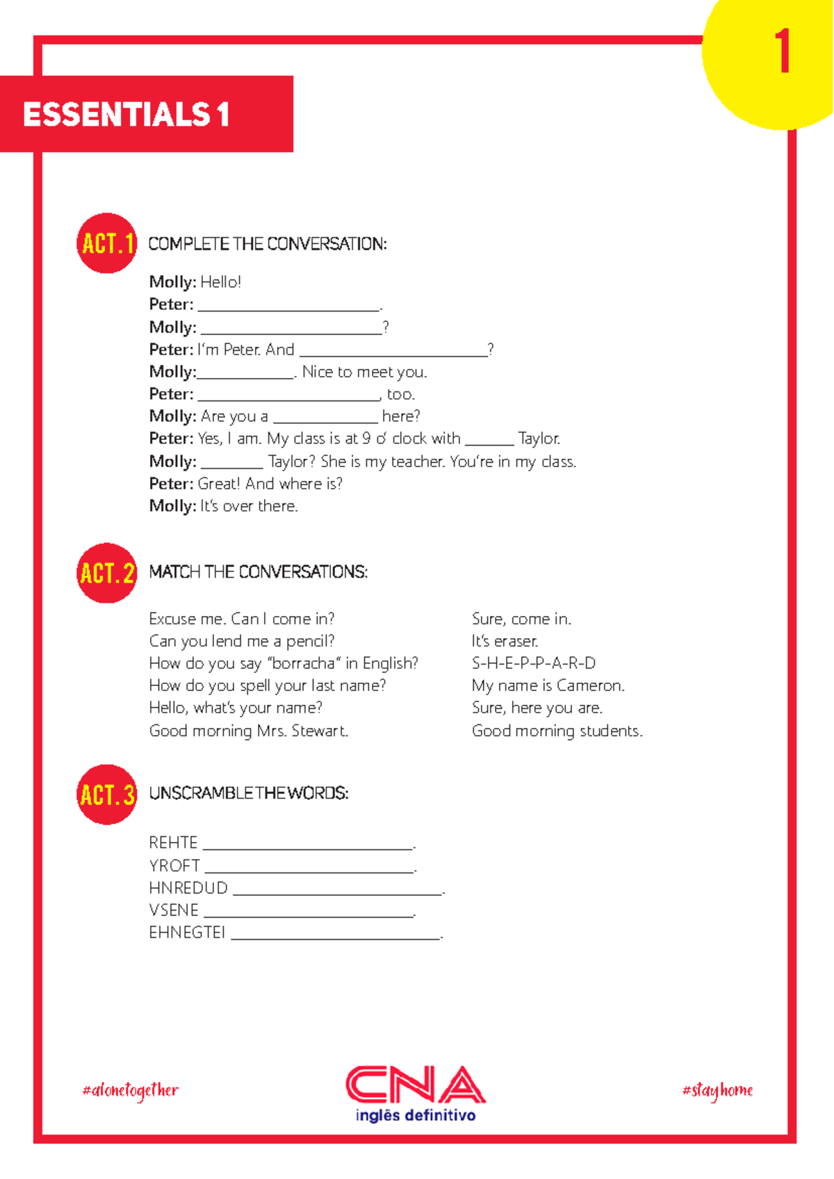 Activity Unit 1: Conversations & Vocabulary Exercises - Studocu