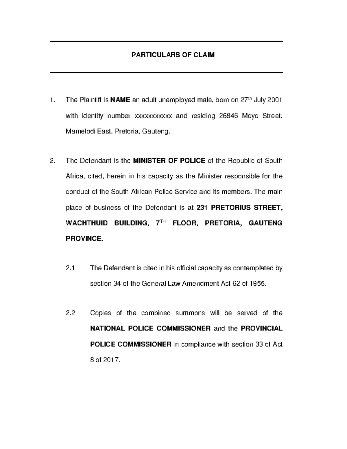 J240-form24 - Master of the high court forms - Department of Justice ...