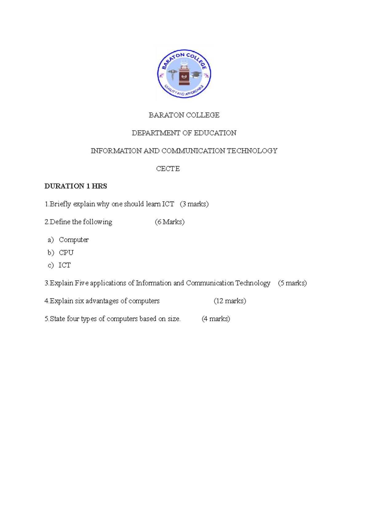 Cecte ICT CAT 1 - INFORMATION TECHNOLOGY CAT - information technology ...