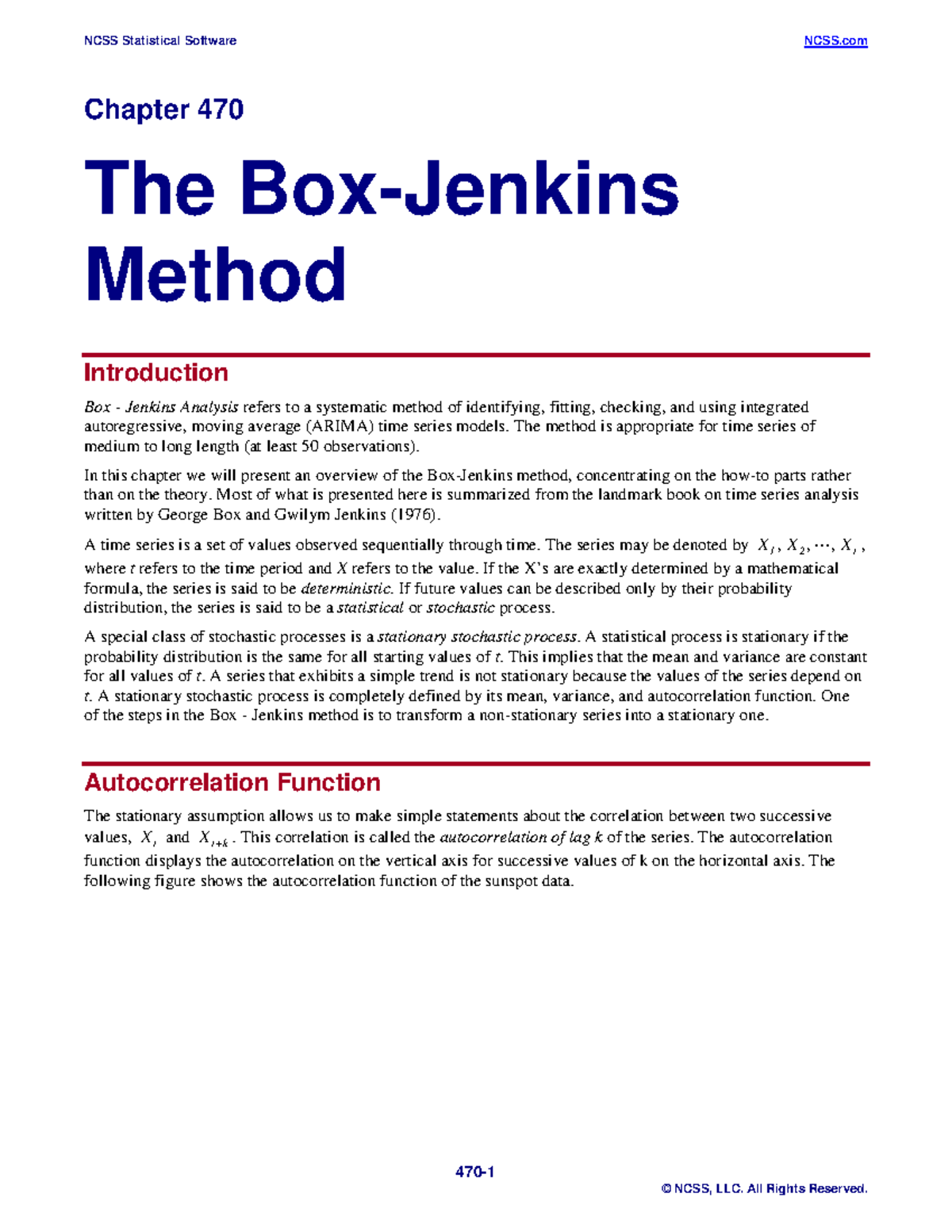 The Box-Jenkins Method - 470 - Chapter 470 The Box-Jenkins Method ...