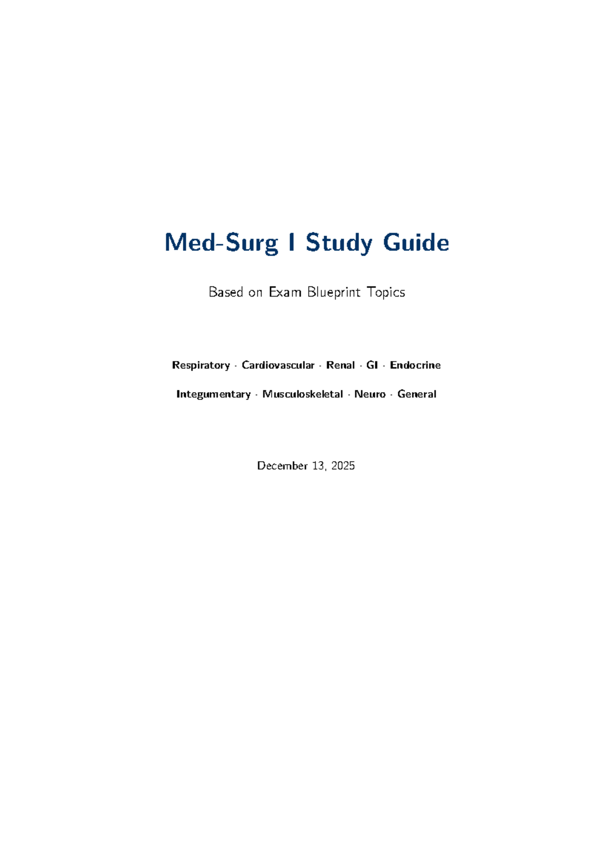 Med-Surg Study Guide: Key Concepts for Final Exam Review - Studocu