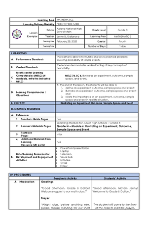 DLP JUNE4 - Lesson plan - Department of Education REGION IV-A ...