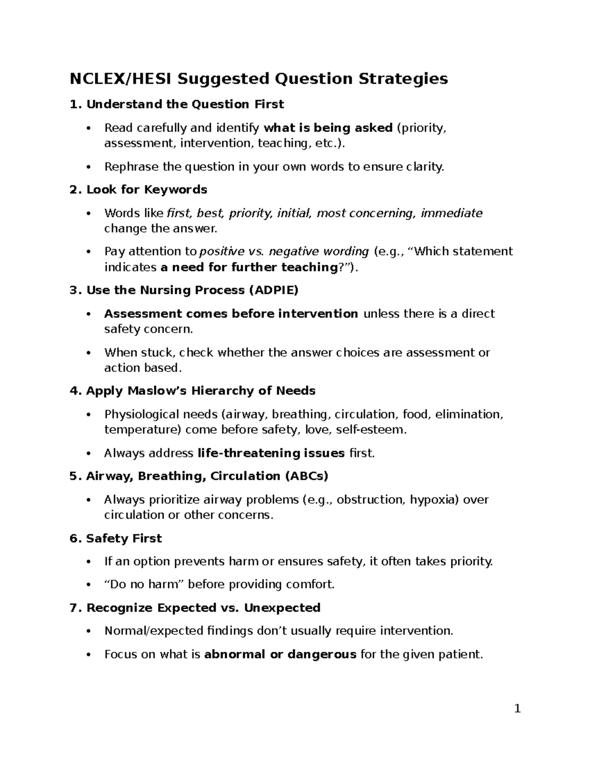HESI NCLEX Test Strategies: Effective Question Approaches - Studocu