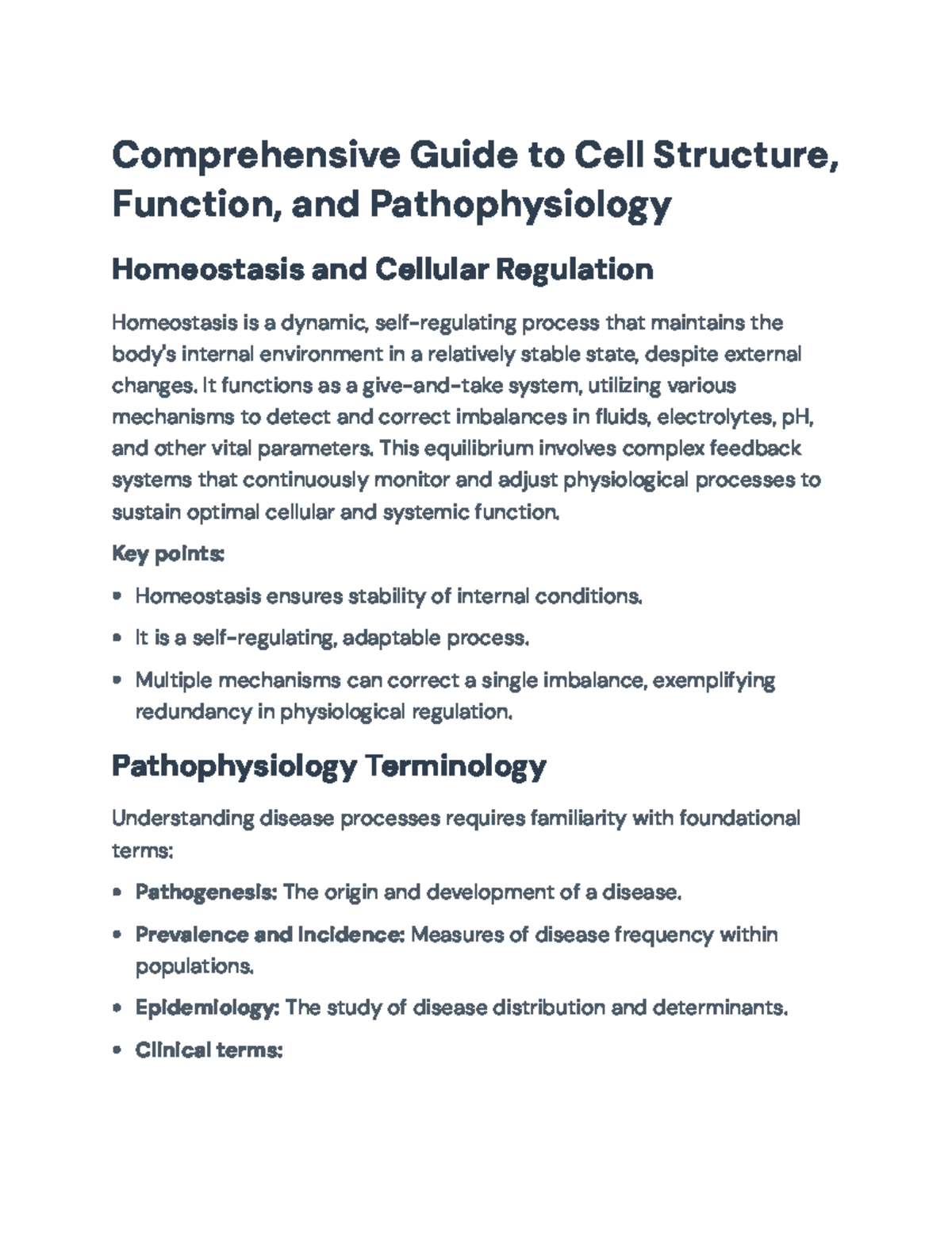Comprehensive Guide to Cell Structure & Pathophysiology (BIO 101) - Studocu