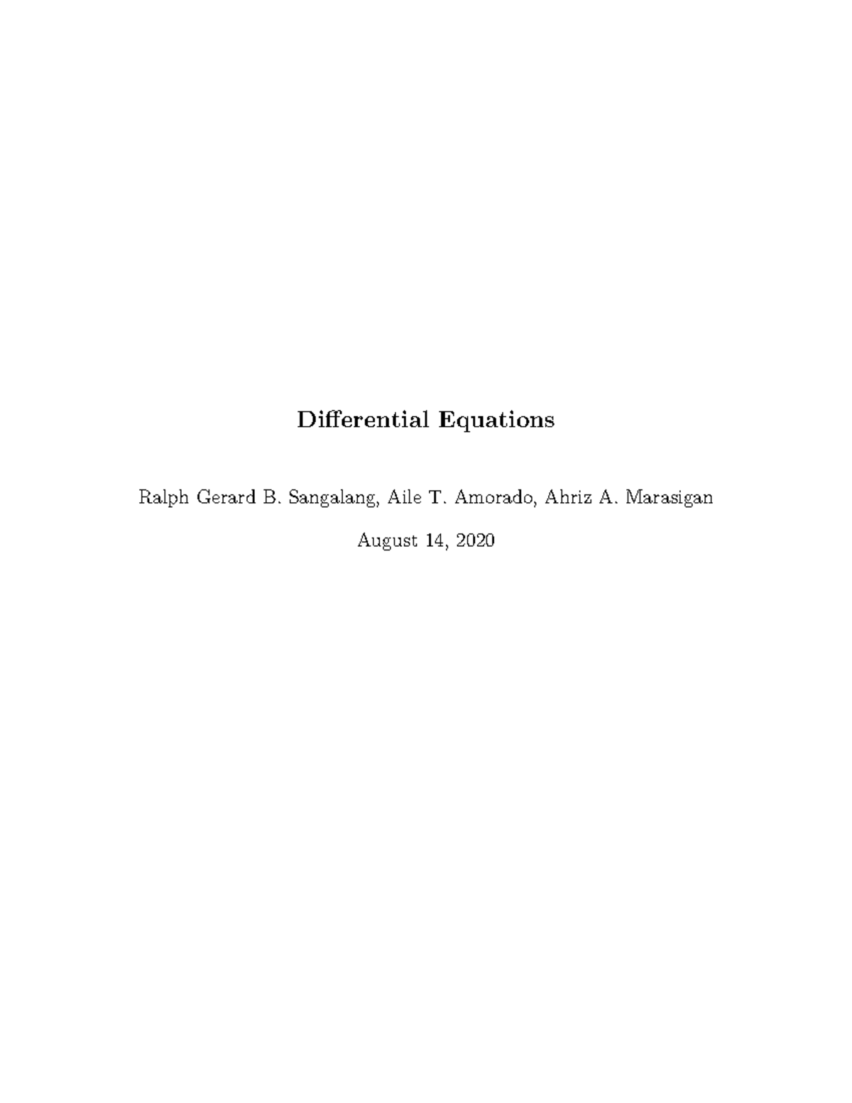 Differential Equations Module 1: Introductory Topics Overview - Studocu