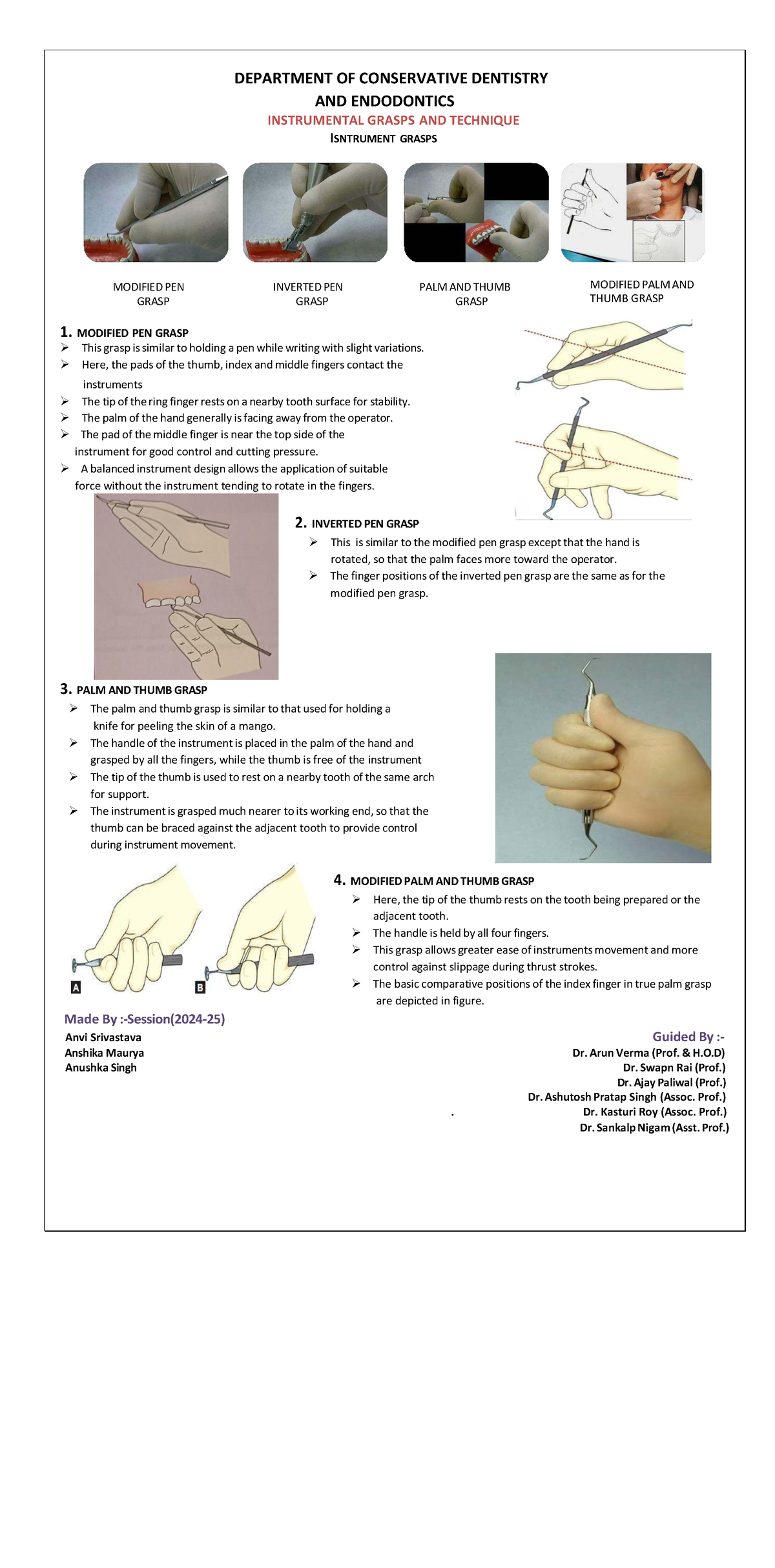 Conservative Dentistry Techniques: Instrument Grasp Methods - Studocu