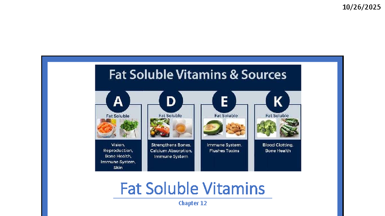 Biol236 Final Exam: Overview of Fat-Soluble Vitamins (Chapter 12) - Studocu