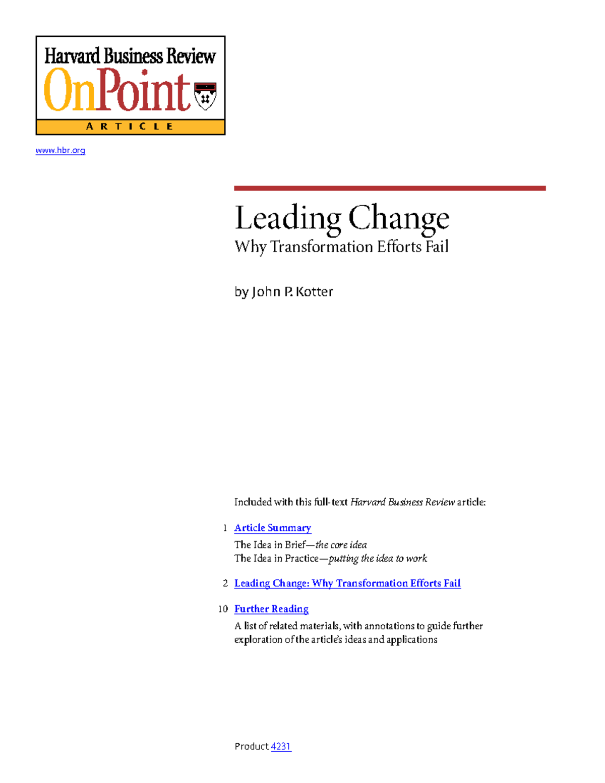 Kotter's Insights on Leading Change: Why Transformation Efforts Fail ...