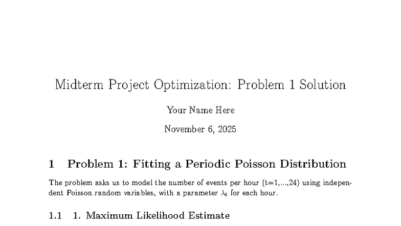 Midterm Project Optimization (Course Code): Poisson Distribution ...