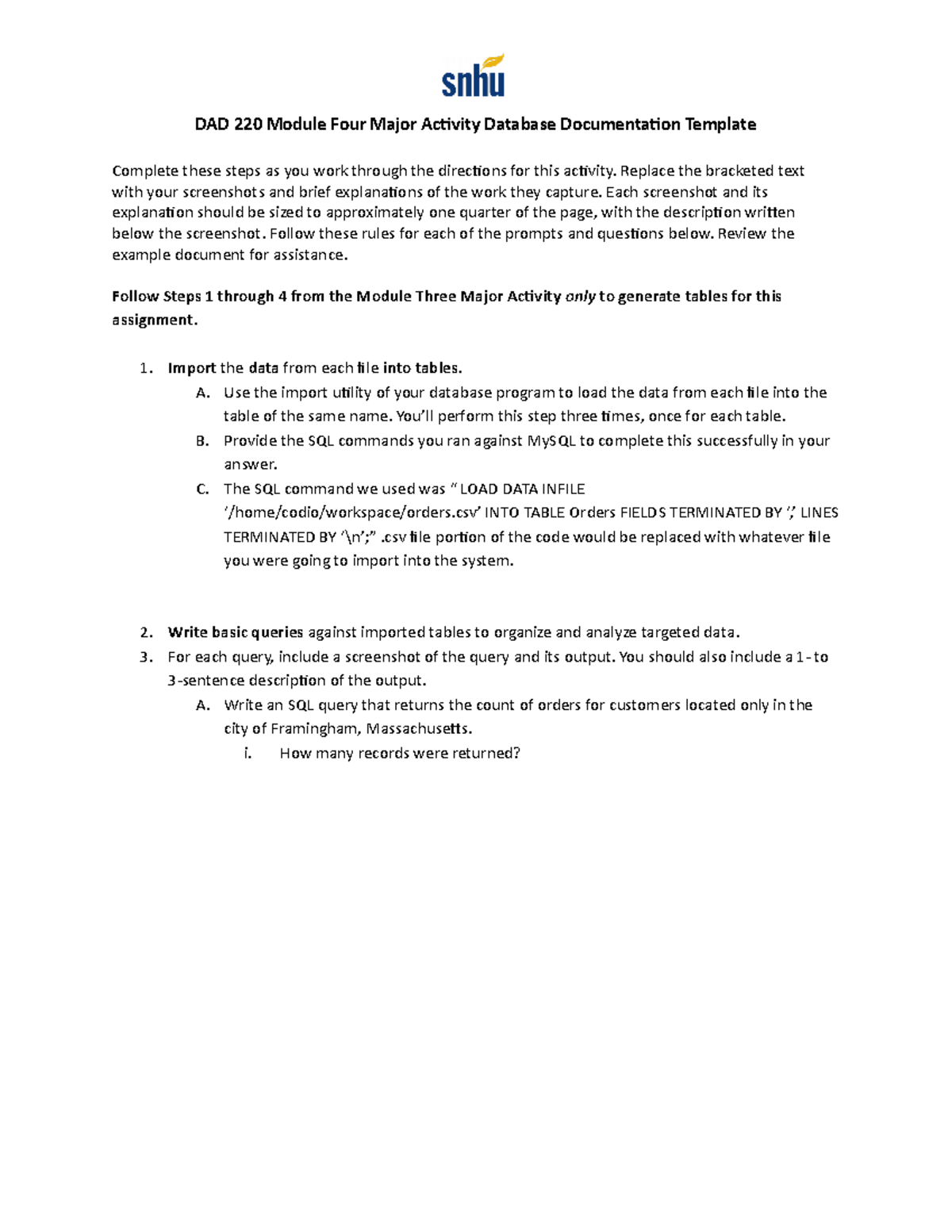 DAD 220 Module Four Major Activity Final Anthony - DAD 220 Module Four ...