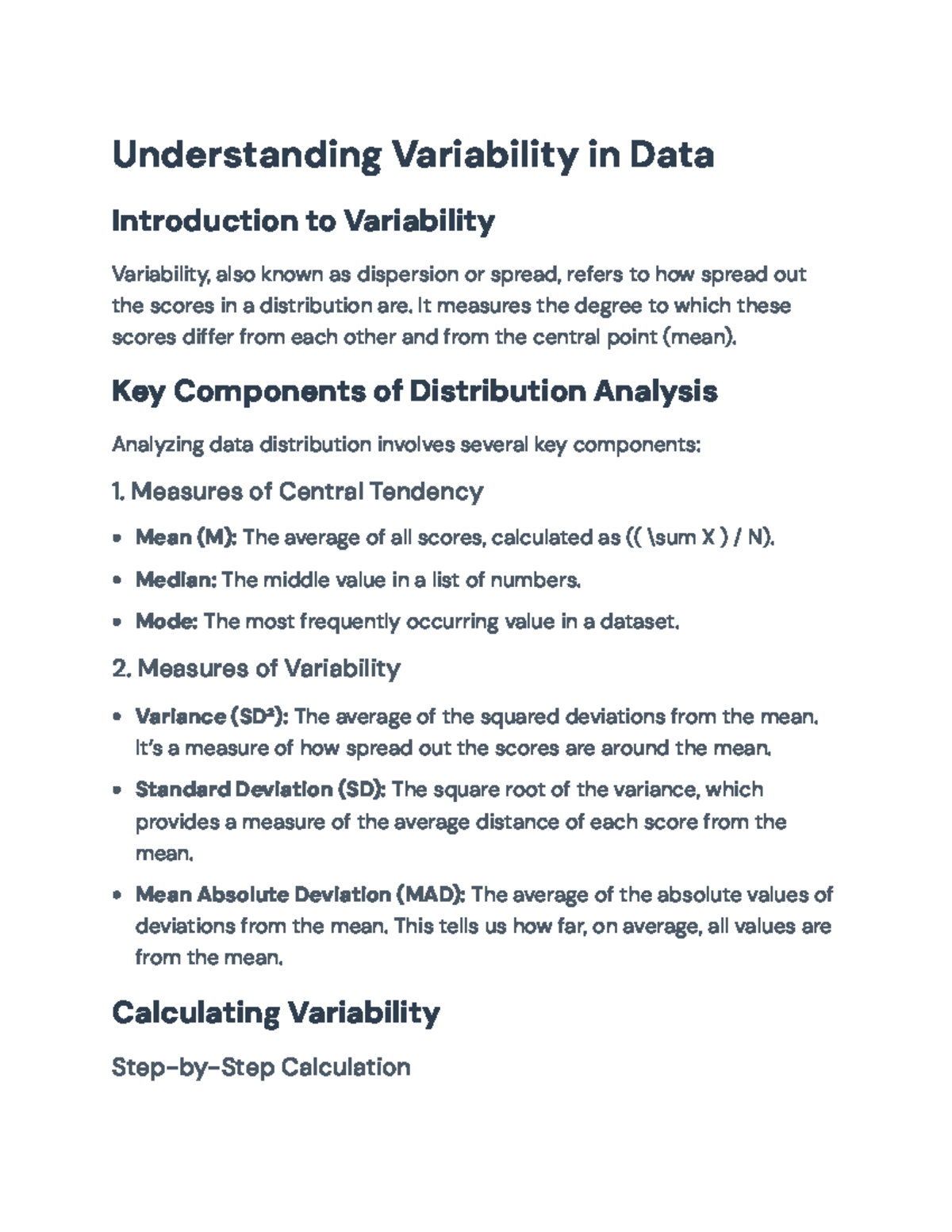 Understanding Variability in Data: Key Concepts & Calculations - Studocu