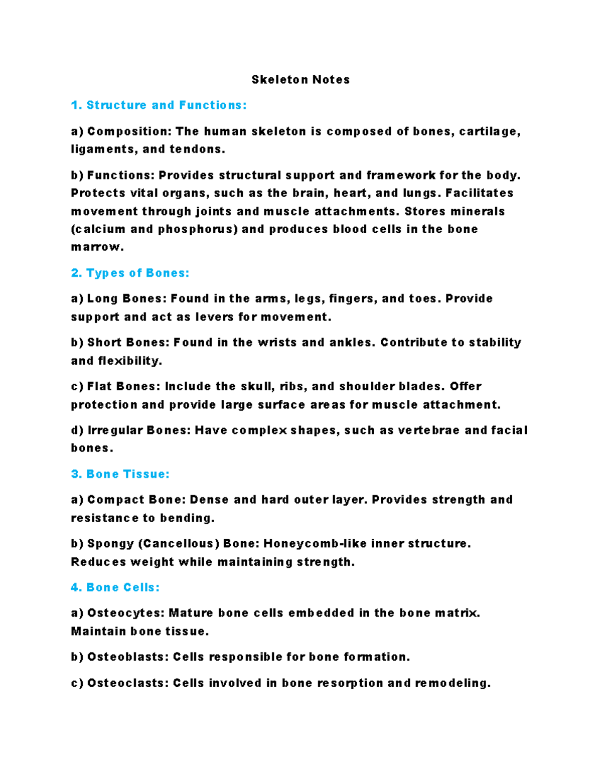 Human Skeleton Overview: Structure, Functions & Bone Types - Studocu