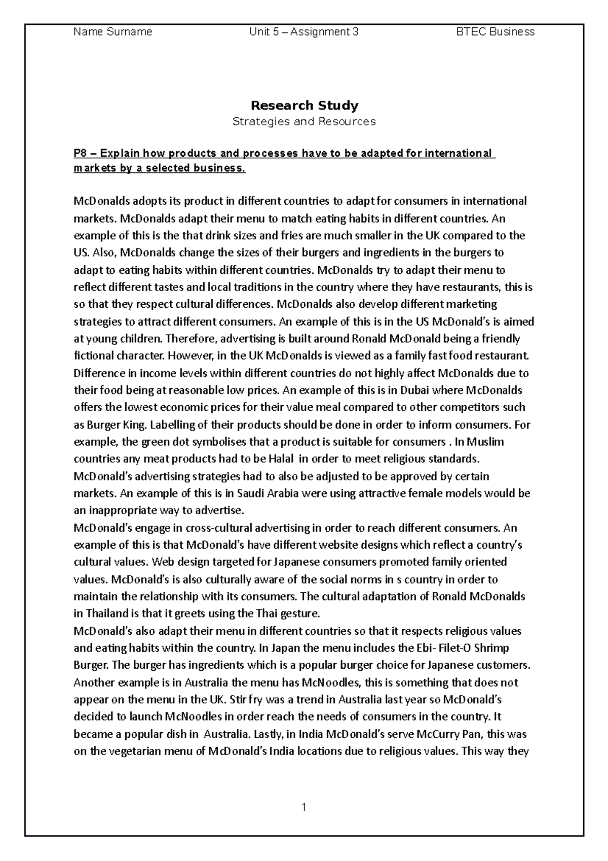Unit 5 Assignment 3 - McDonald's Case Study: International Strategies ...