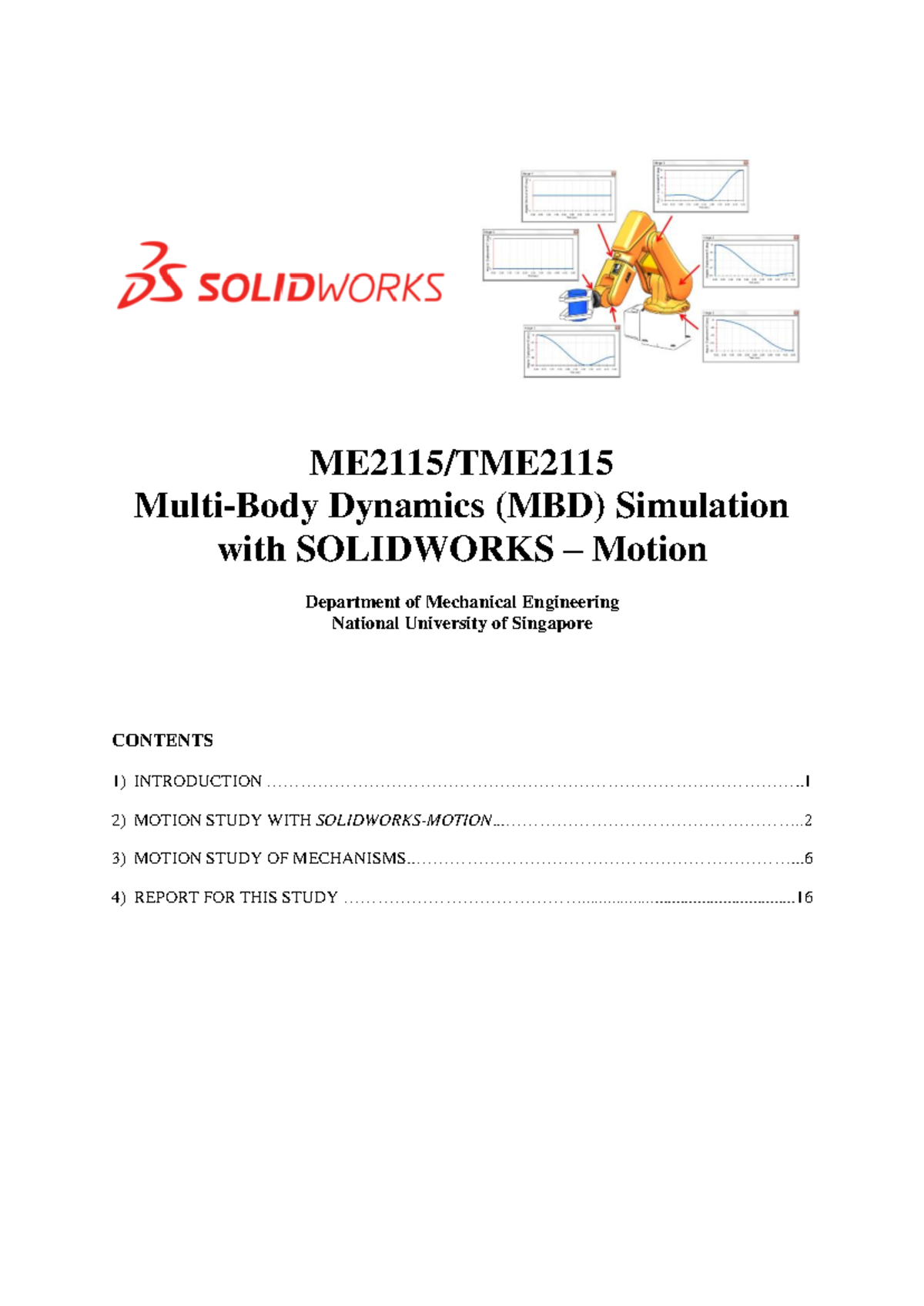 ME 2115 Final Exam: Multi-Body Dynamics with SOLIDWORKS Motion Study ...