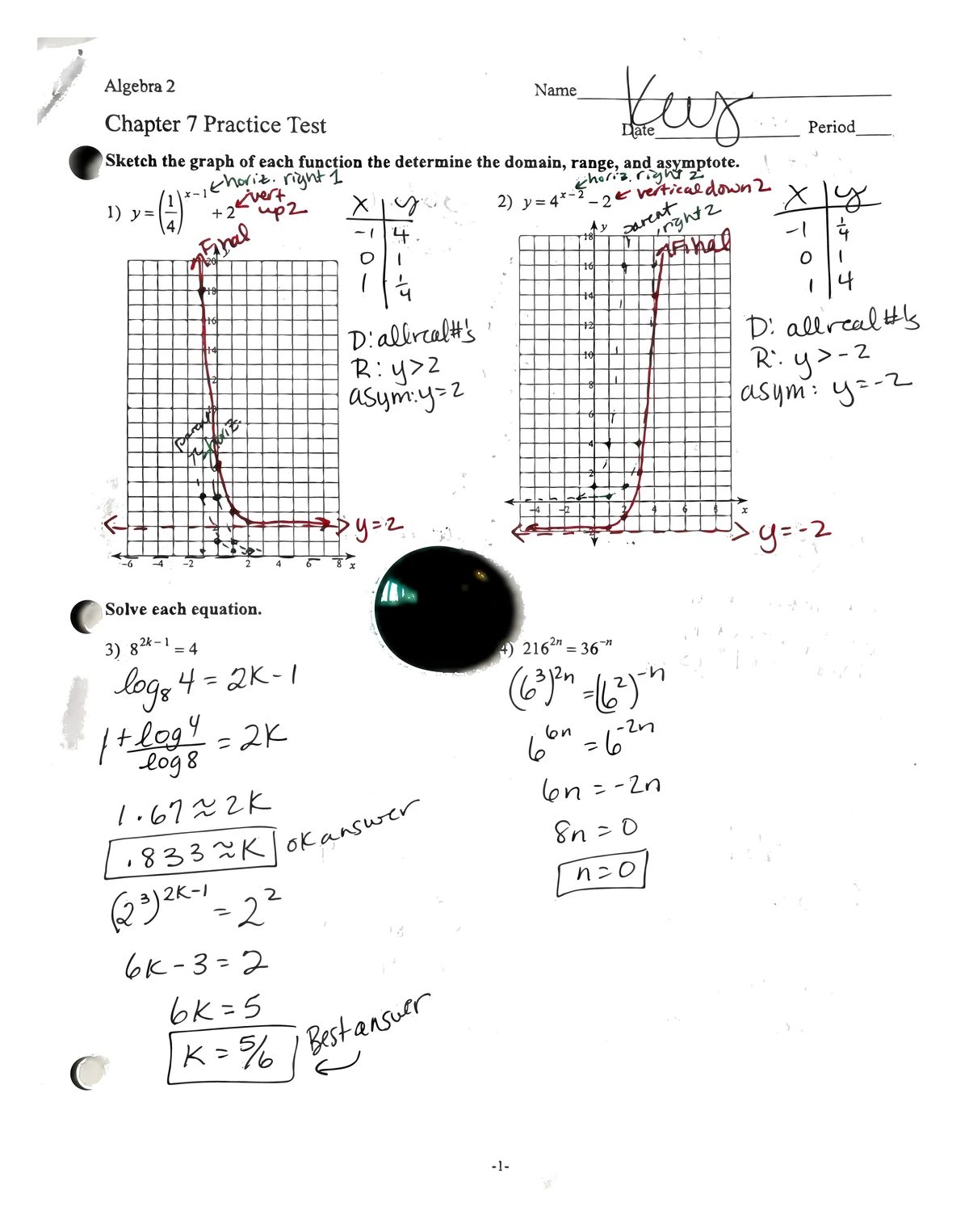 Algebra II KAP/GT Review 3A 2024 - Parabolas and Systems of Equations ...