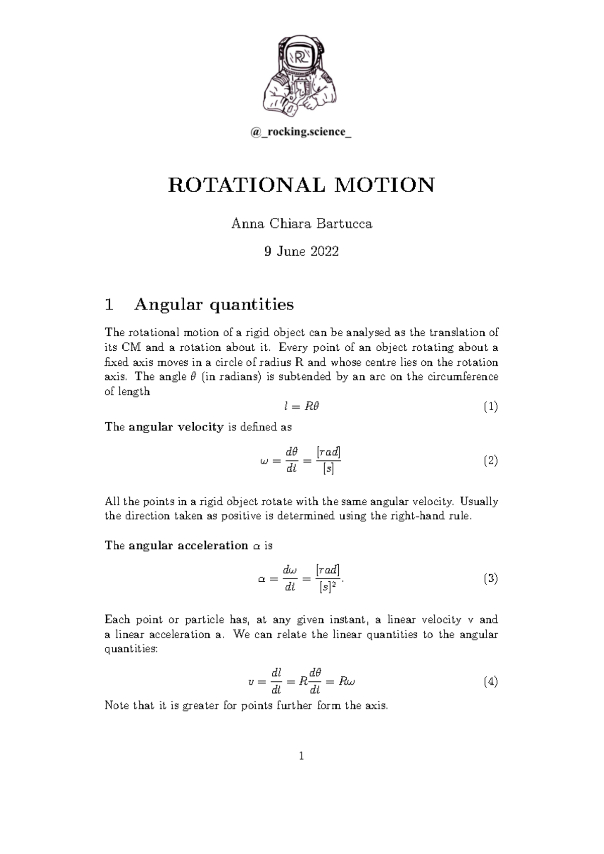 Physics 1: Rotational Motion Overview and Key Concepts - Studocu