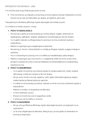[Solved] Bopa mainatswako ka dikarolo tsa puo tsedi latelang a Leina ...