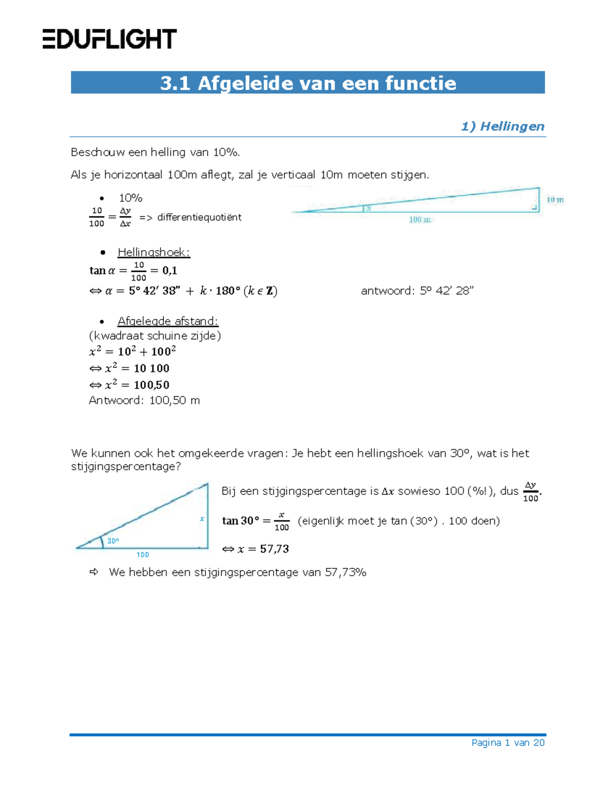 Afgeleide van een functie: Hellingen en Differentiequotiënten (Wiskunde ...