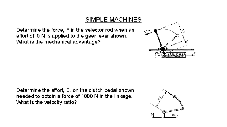 ENGR 101: Simple Machines Mechanics Questions and Calculations - Studocu