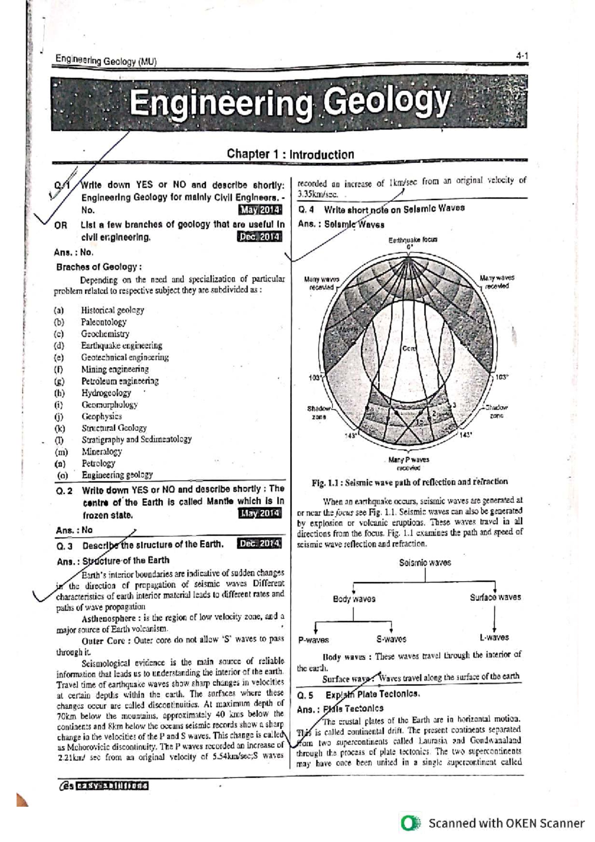 Engineering Geology (MU) Chapter 1: Introduction to Seismic Waves and ...
